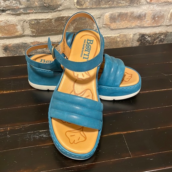 Born | Shoes | Born Chunky Turquoise Wedges Size 9 | Poshmark